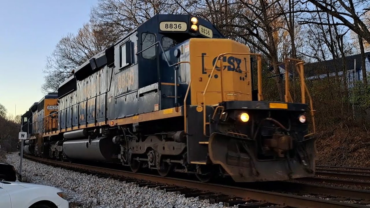 CSX W026 loaded rail train with SD 40's - YouTube
