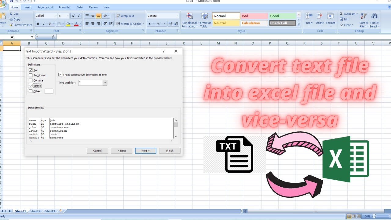 How To Convert Text File Into Excel File YouTube How To Convert Text File Into Excel File YouTube