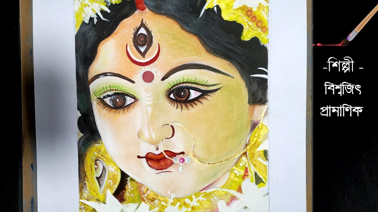 mahalaya special durga drawing,colorful durga thakur painting by ...