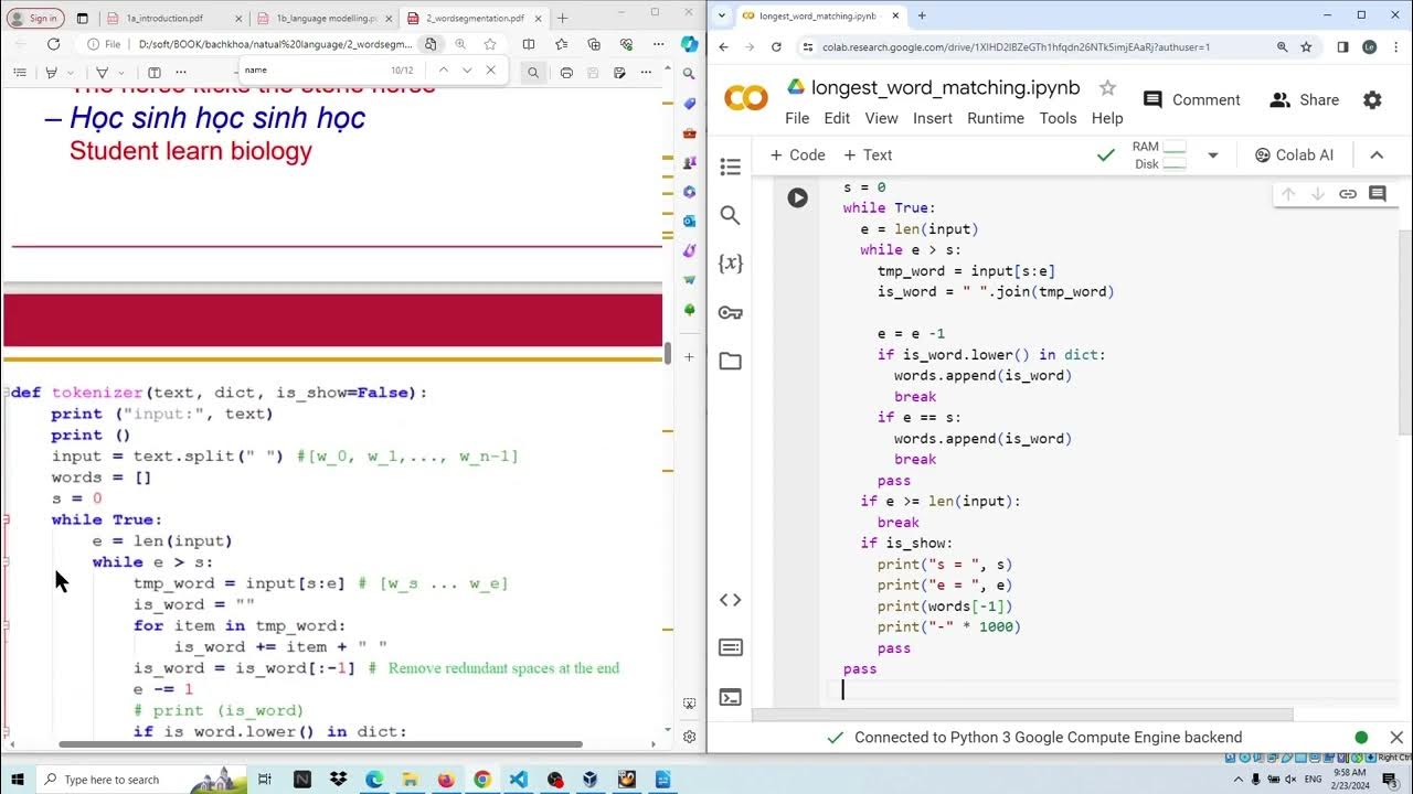 Bài 2: Chạy thuật toán Longest matching bằng Python, Natural Language ...