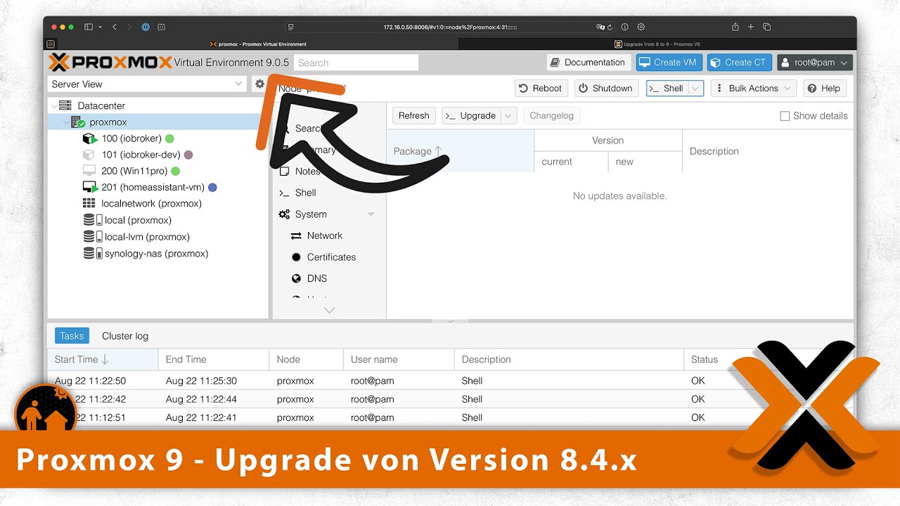 Proxmox 9 - Upgrade von Version 8.4.x - YouTube