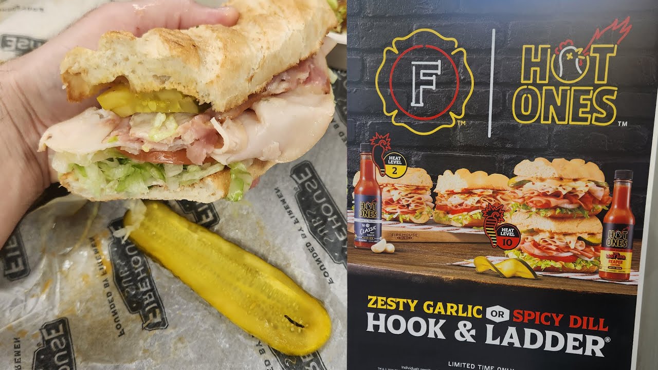 HOT ONES Spicy Dill Hook & Ladder Sandwich from Firehouse Subs Review ...