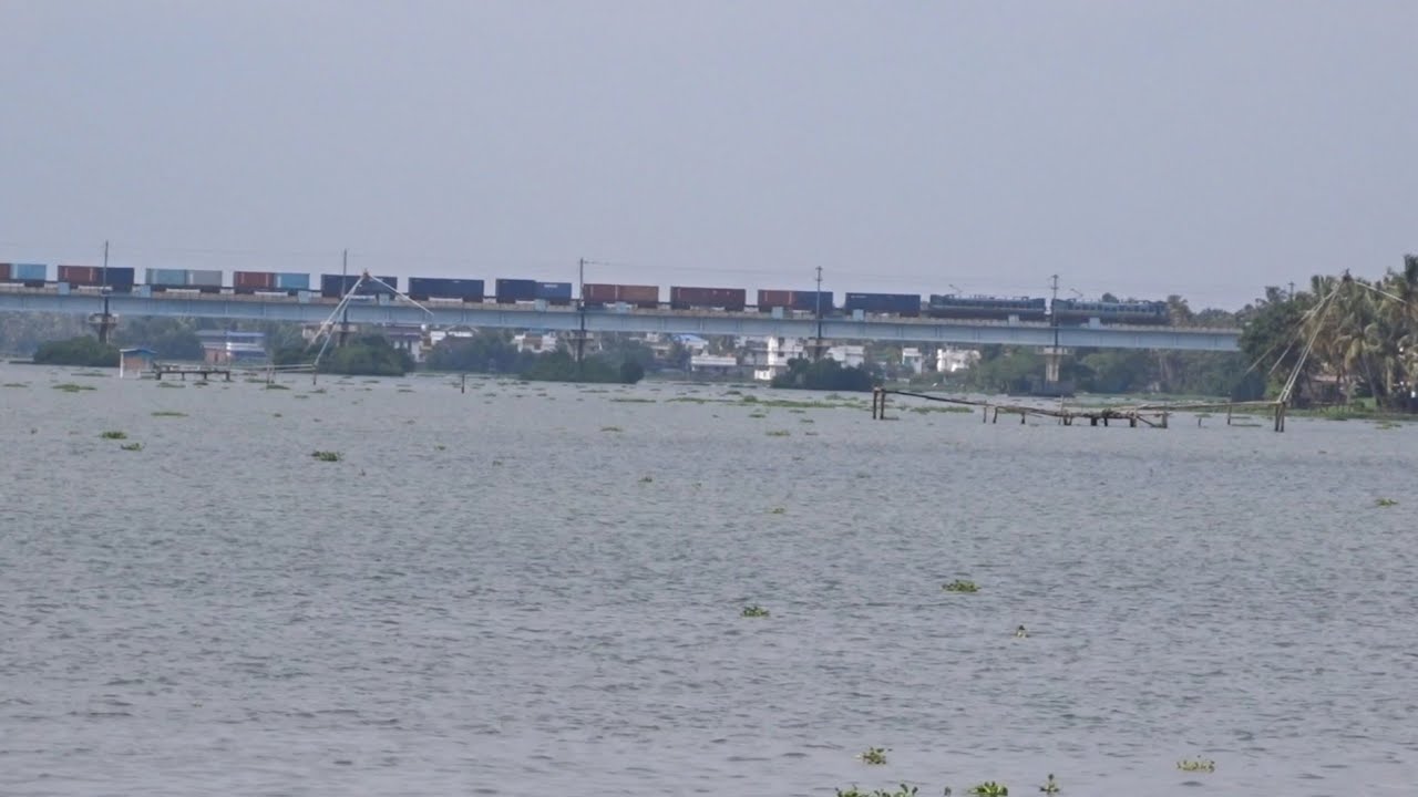 Vallarpadam bound container train passing through Kalamassery & Vemband ...