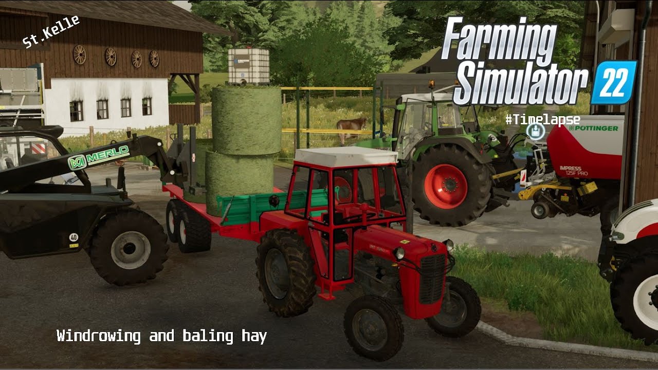 windrowing and baling hay/St.Kelle/timelapse - YouTube