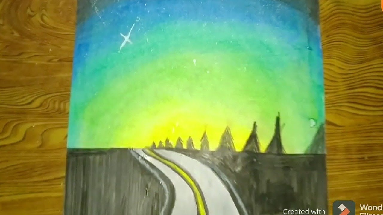 easy Highway scenery drawing for beginners | pastels art - YouTube