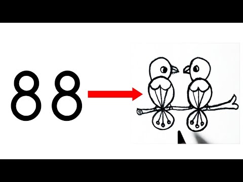 how to bird drawing from numbers 88 | Bird Drawing | Drawing | Number ...