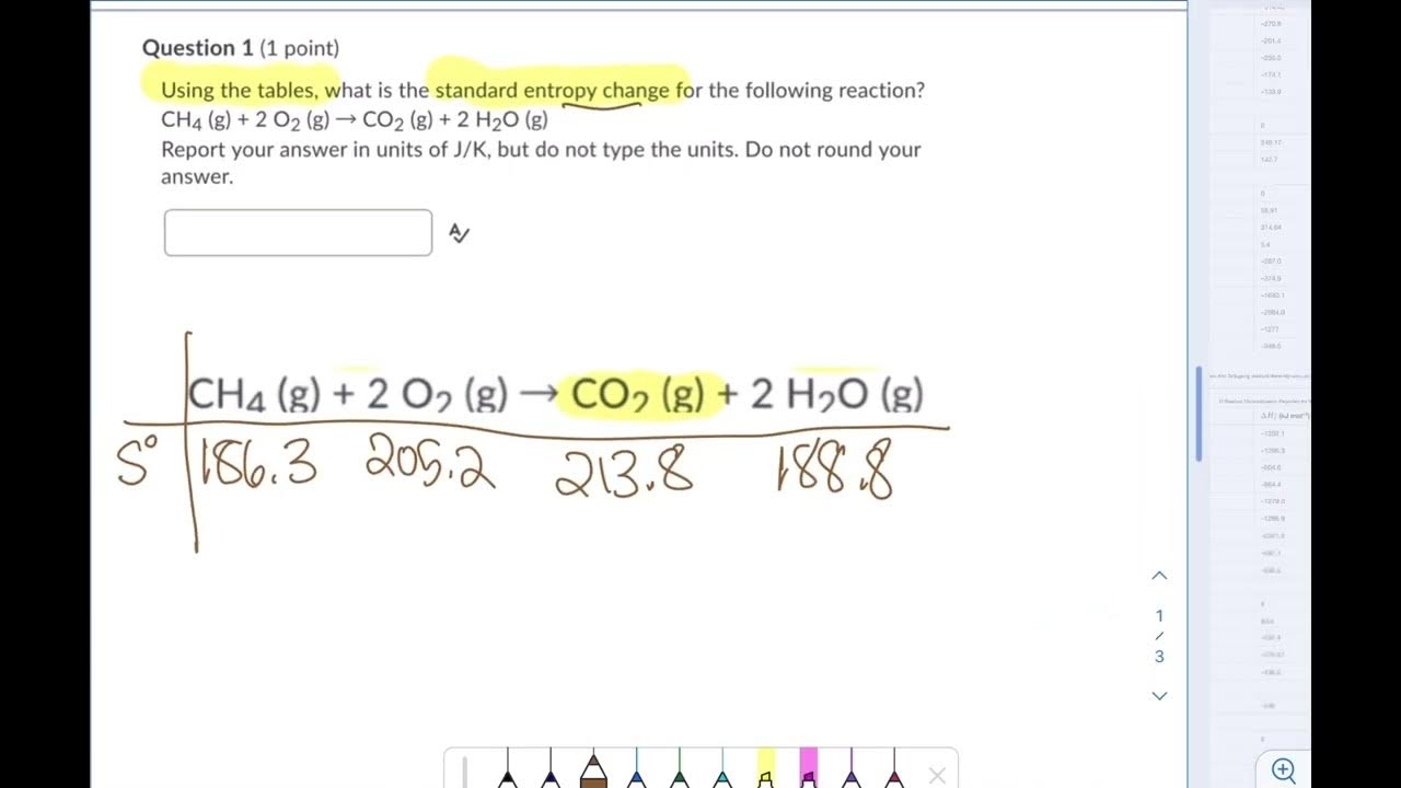 Calculate standard entropy change of reaction - YouTube