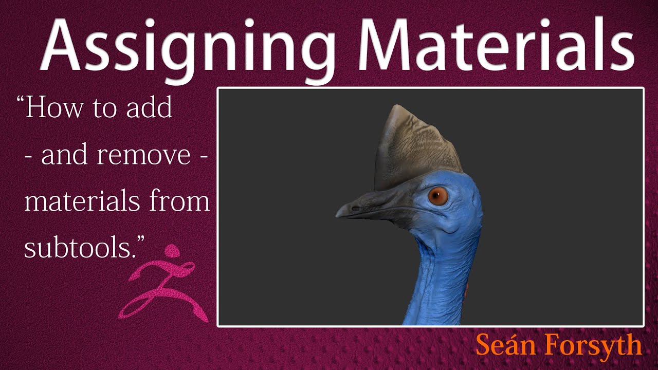 How to add and remove Materials to objects in ZBrush - YouTube