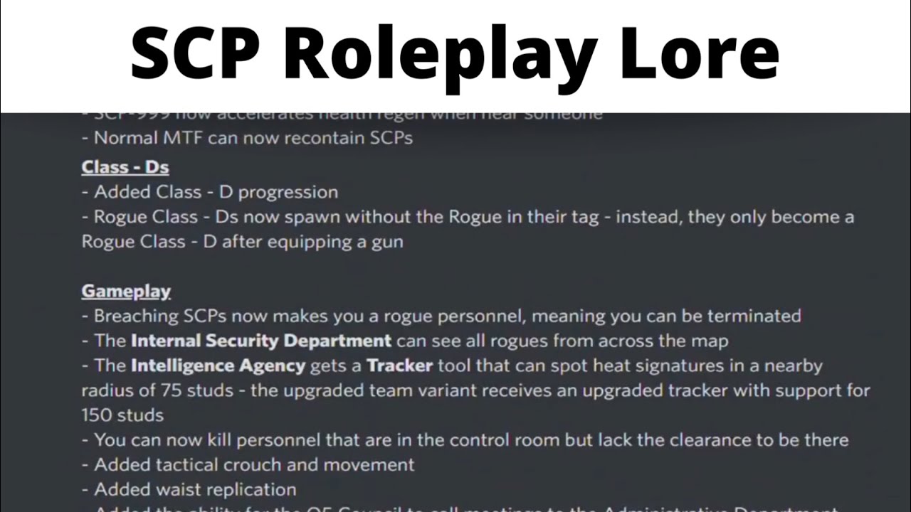 SCP Roleplay Lore - YouTube