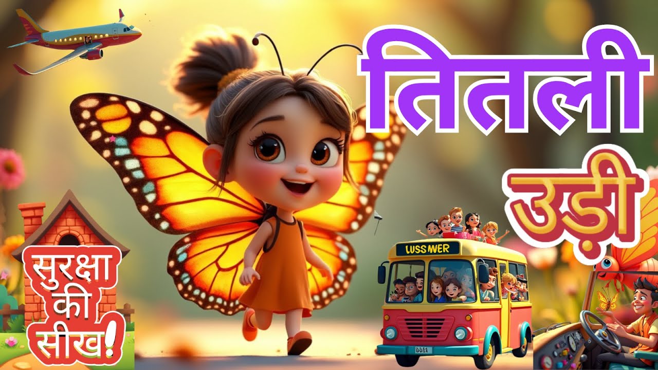 Titli Udi Bus Me Chadhi - तितली उड़ी | Nursery Rhyme | Titli Udi Hindi ...
