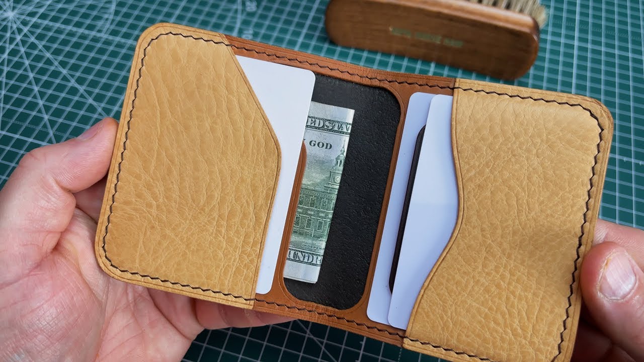 Making a minimal and compact leather wallet. PDF template in the ...