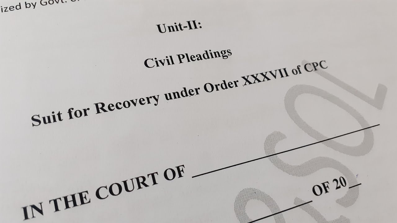 Suit For Recovery Under XXXVII of CPC |Drafting for Recovery of suit # ...