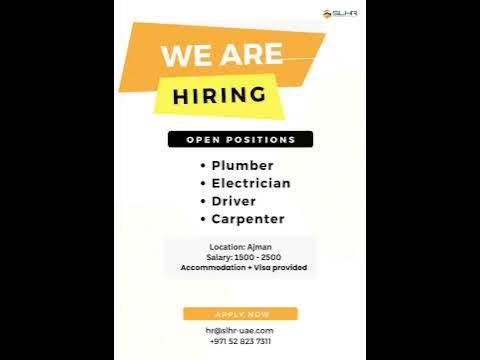 Immediately hiring, Plumber, Electrician, Driver, Carpenter - YouTube