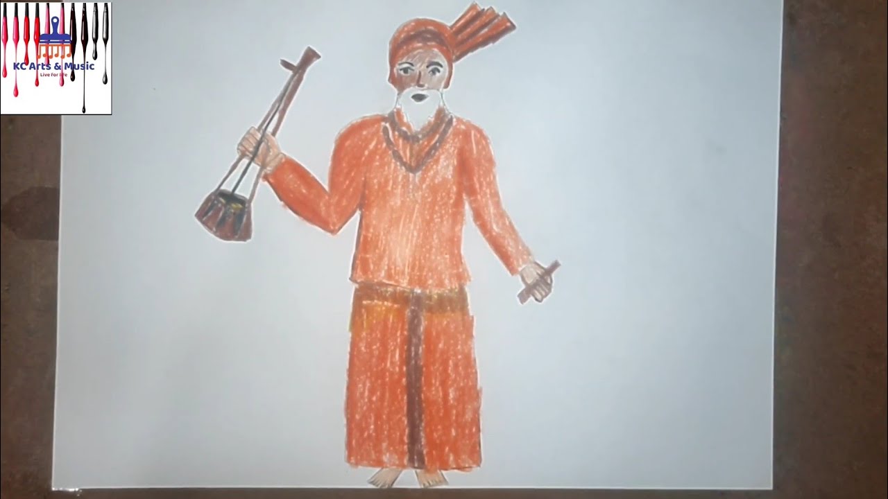 How To Draw Baul With Ektara Pencil Drawing For Kids And Beginners ...