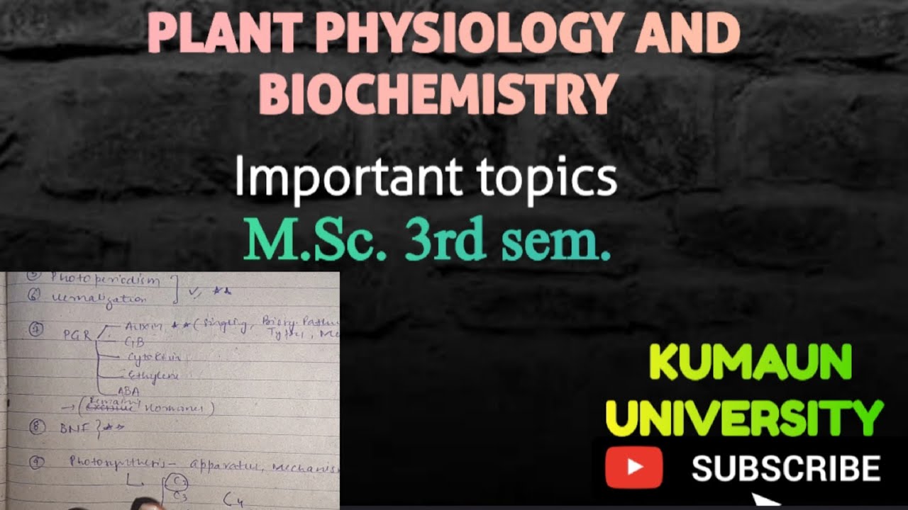 Plant physiology important topics|| Kumaun University M.Sc Botany plant ...