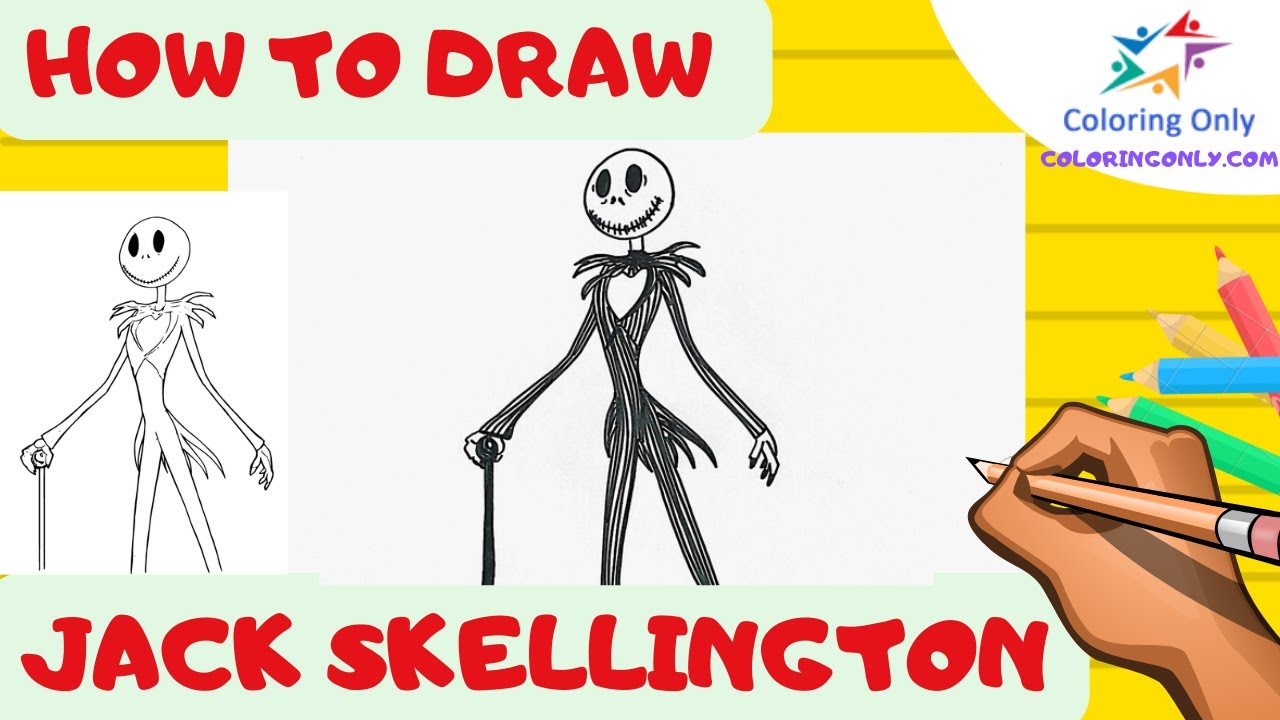How to Draw Jack Skellington in 4 minutes - Step-by-Step Drawing Guide ...