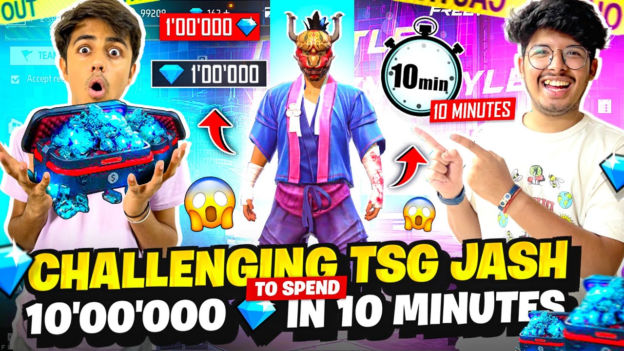 Challenging Tsg Jash To Spend 1L Diamonds💎In 10 Minutes⏰| Epic Twist ...
