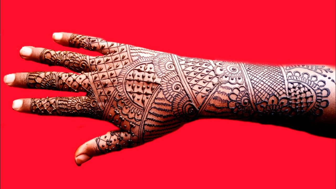 mehandi ka design // full hand mehandi trick //easy full hand mehandi ...