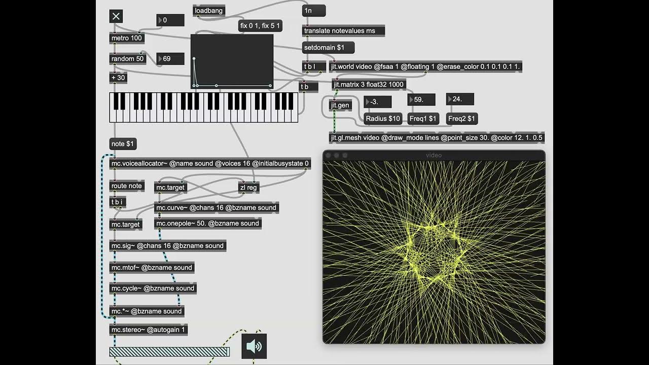 random melodies max/msp + glitch art jitter - YouTube