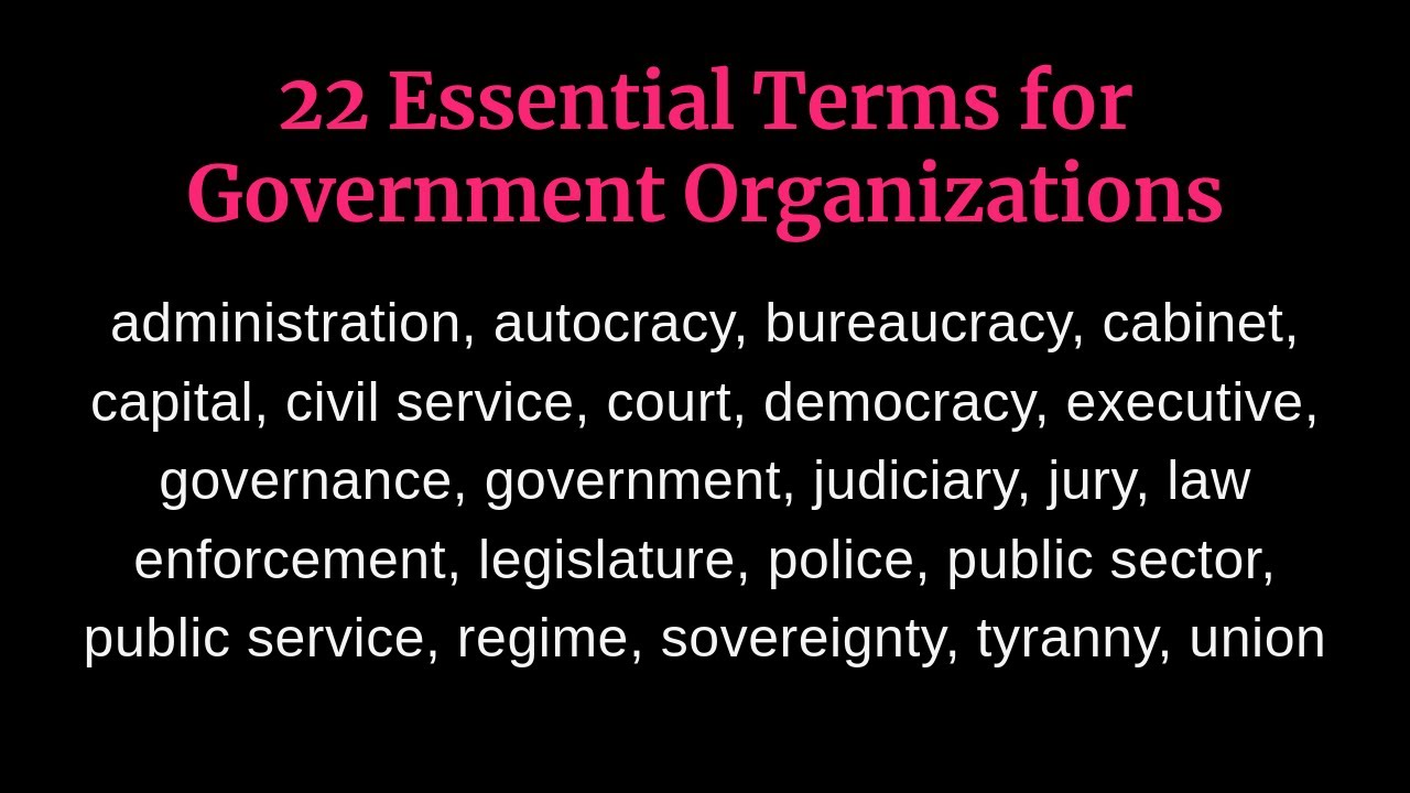 22 Essential Terms for Government Organizations - YouTube