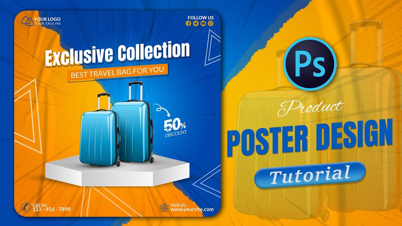 How to design Poster for Travel Suitcase | Photoshop Tutorials - YouTube