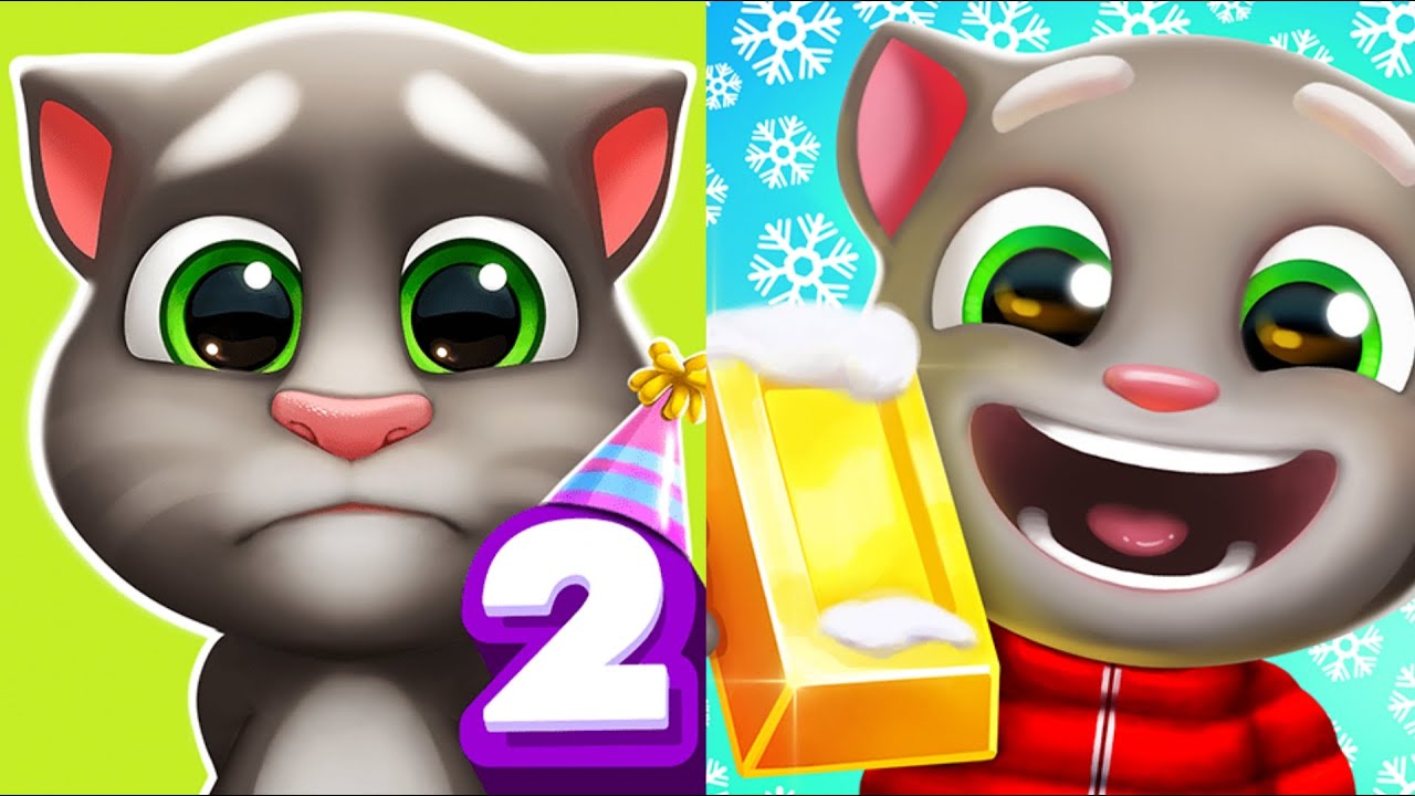 My Talking Tom Gold Run 🆚 My Talking Tom 2 🤯 Full Screen Walkthrough ...