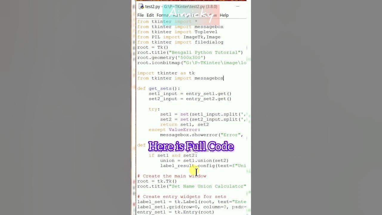 Creating Set In Python☘️different Way Using Tkinter Hacker Python Coding Advance Turtles