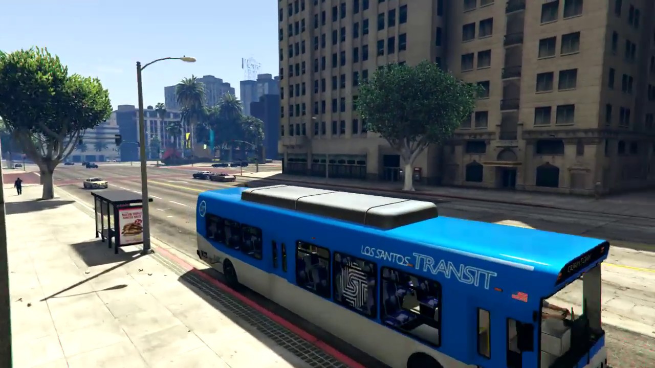 Gta 5 bus simulator Light Blue Line Normal Run - YouTube