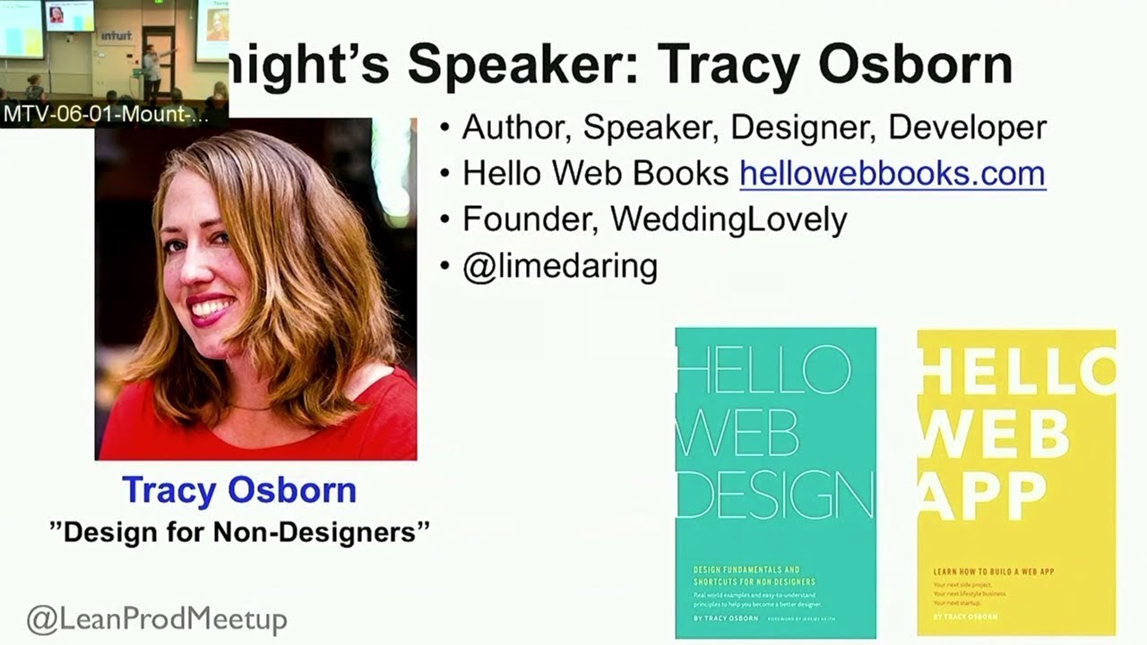 Design for Non-Designers by author of "Hello Web Design" Tracy Osborn at Lean Product Meetup ...