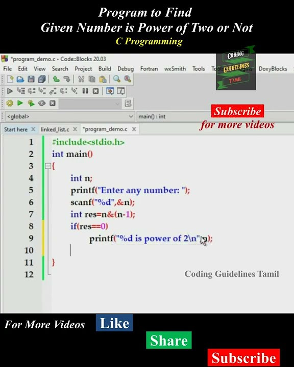 Program to Find Given Number is Power of Two or Not using if else | #short | C Programming - YouTube