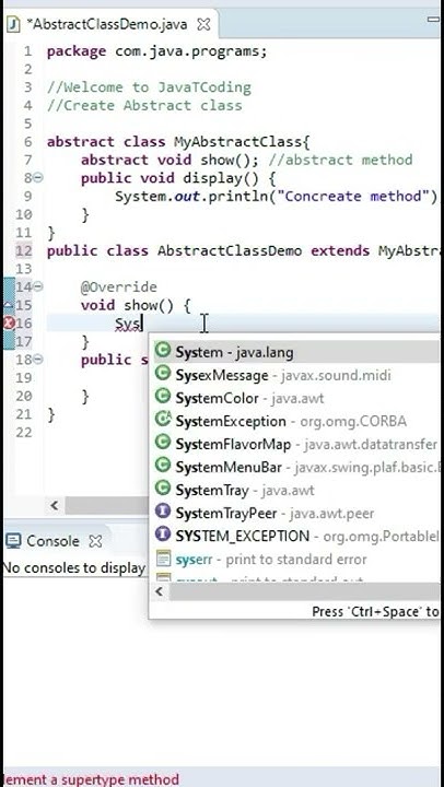 Java Abstract Class and Method with Example #shorts #javatocoding #shortsfeed - YouTube