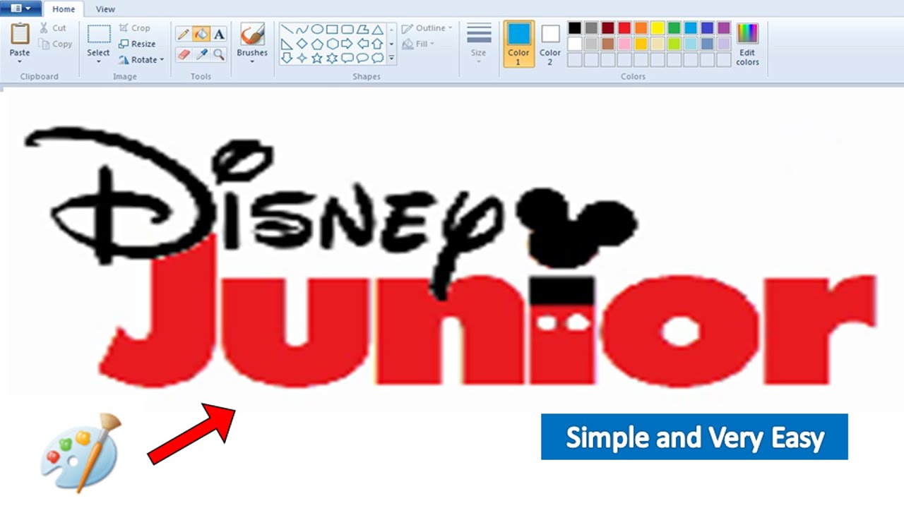 Draw a Disney in ms paint | How to Draw Disney Junior in MS paint | a ...