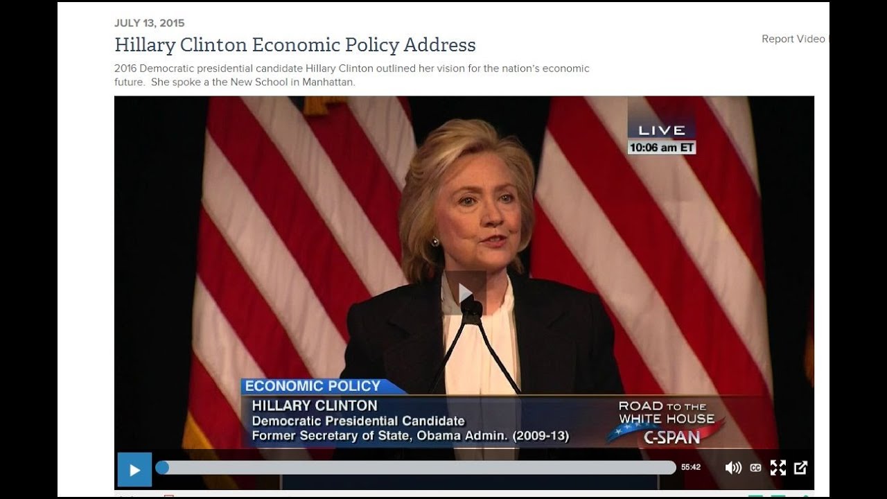 Hillary Clinton Economic Policy Address - YouTube