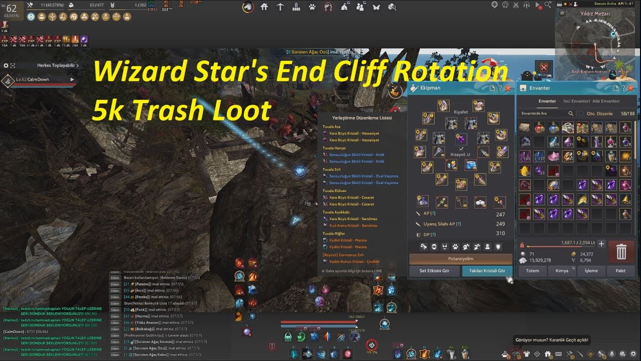 [BDO] Wizard Awakening Star's End 249 AP 5k Trash Loot || Cliff ...