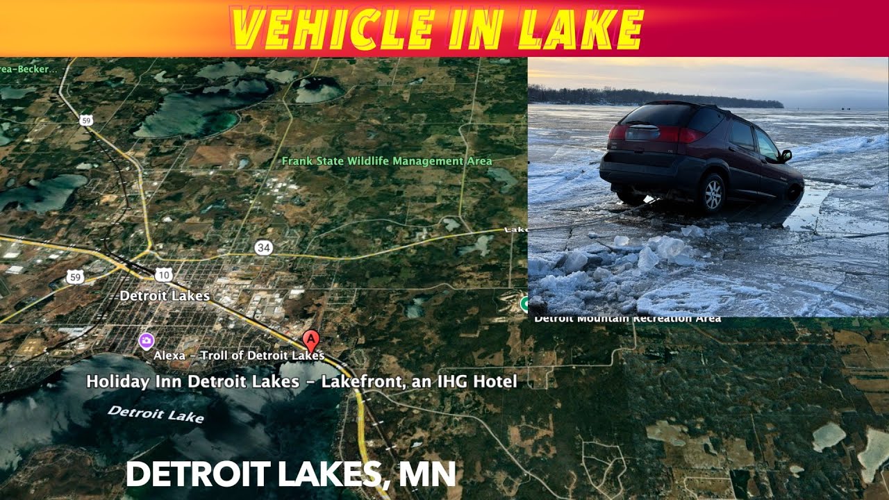 Vehicle Partially Through Ice On Detroit Lake, MN - YouTube