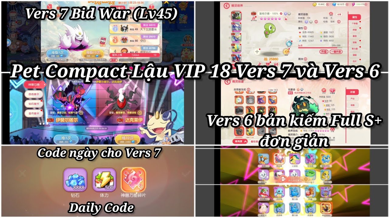 Pet Compact (Thần Thú Đại Chiến) Lậu VIP 18 Vers 6 + 7 : Code hàng ngày ...