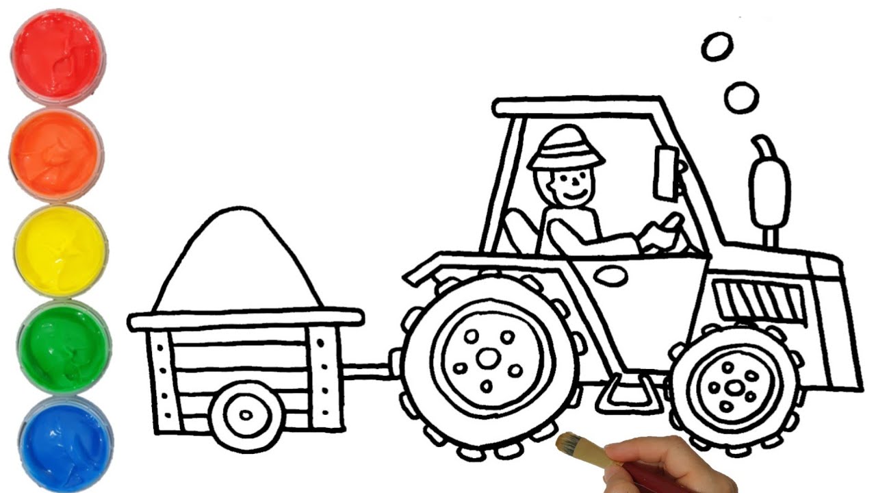 How To Draw A TRACTOR | Drawing and Colouring For Kids - YouTube