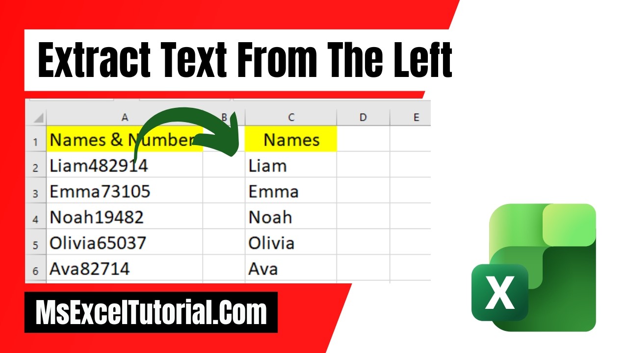 Excel Formula to Extract Text from the left - YouTube