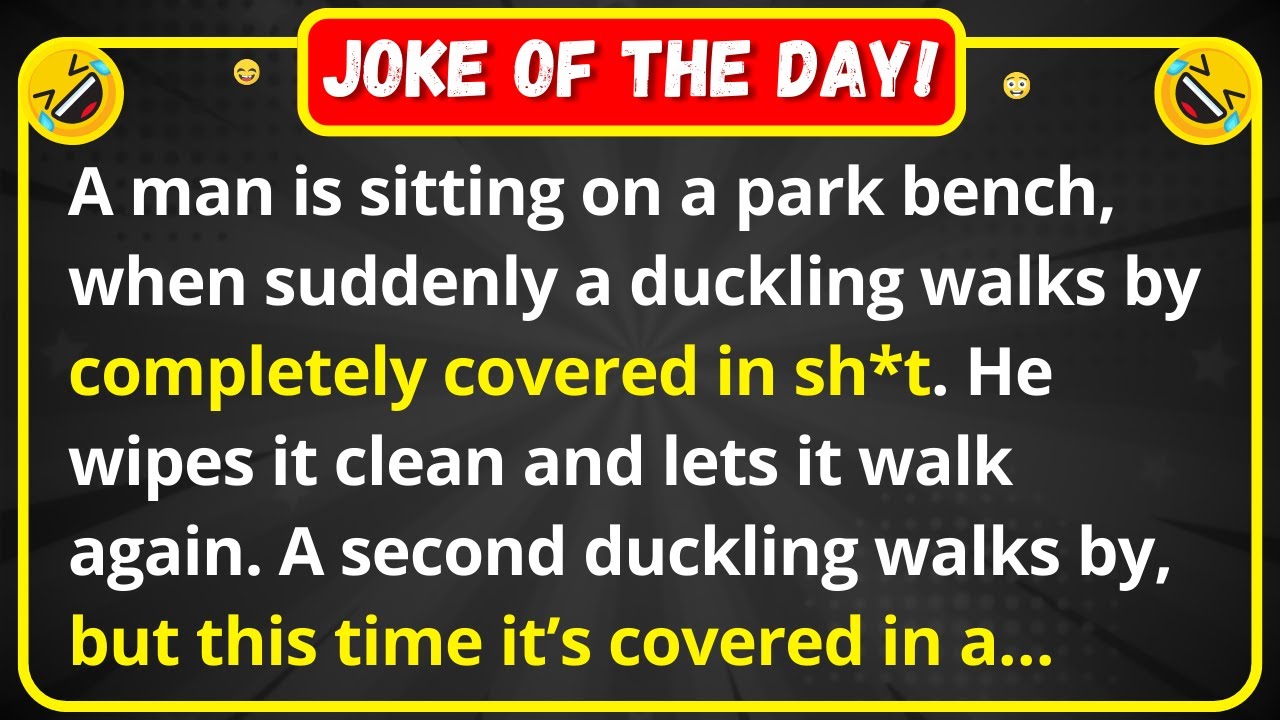 A man is sitting on a park bench when a duckling walks by covered in ...
