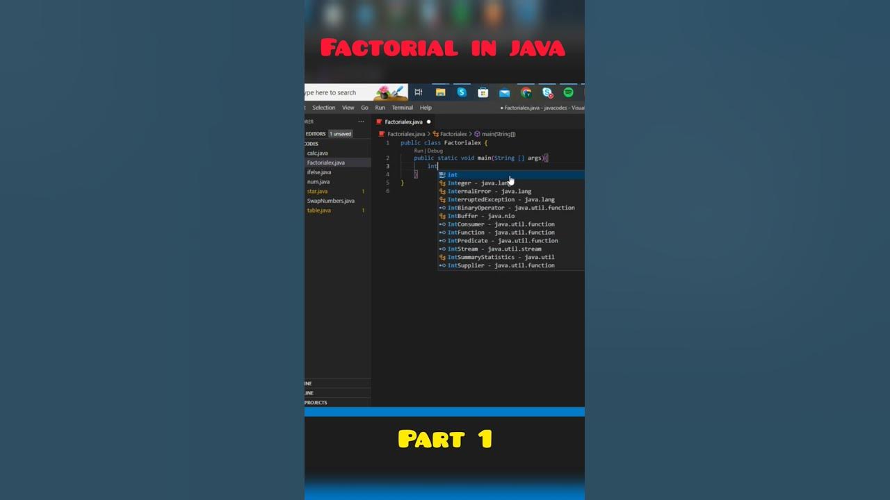Factorial In Java Part 1 Development Coding Javacode Code Shorts Trendingshorts