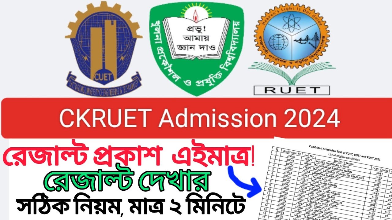 How To Check CKRUET Admission result 2024 | CUET,KUET,RUET admission ...