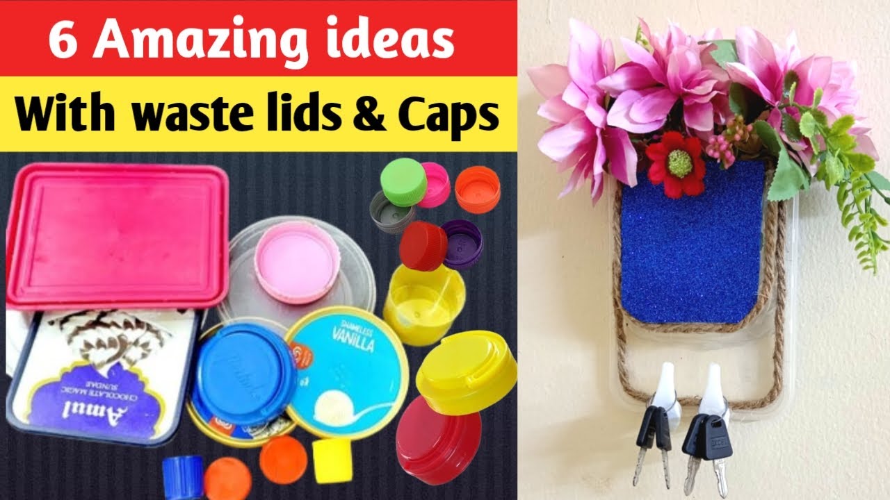 6 Useful things You can make with Plastic lids & Caps | Plastic lids ...