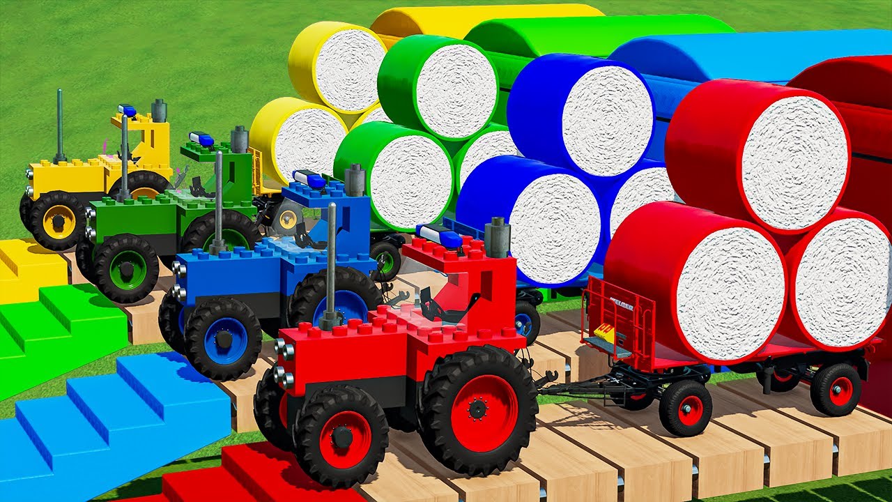 KING OF TRACTORS! TRANSPORT COTTON BALE WITH LEGO TRACTORS AND TRAILER ...