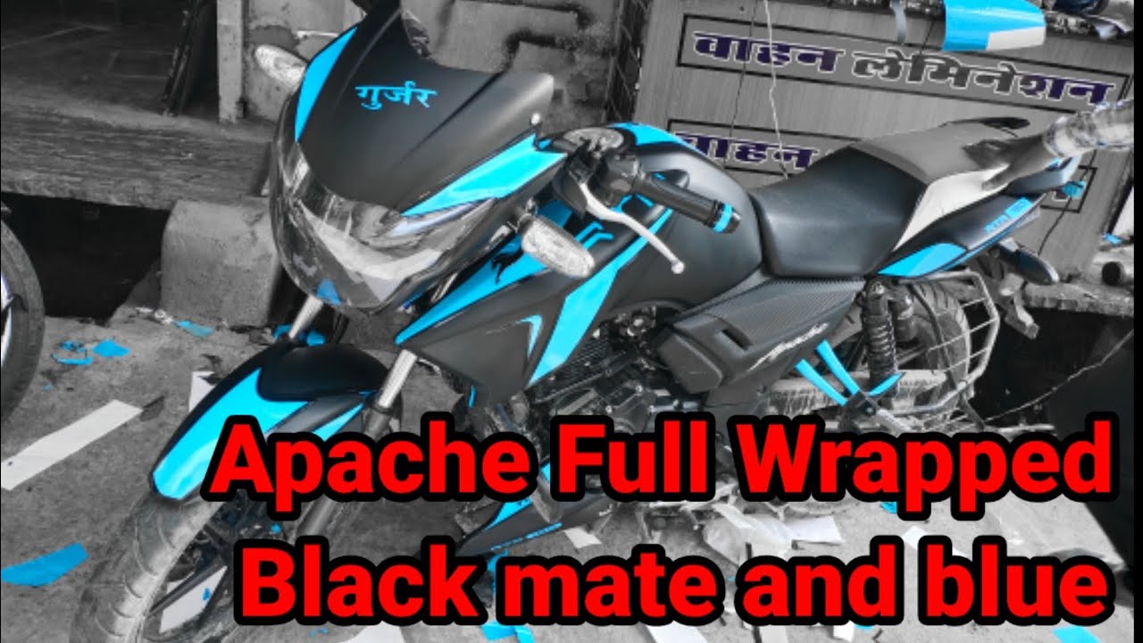 Apache RTR full wrapped Black mate and sky Blue colour #Ls wrapping # ...
