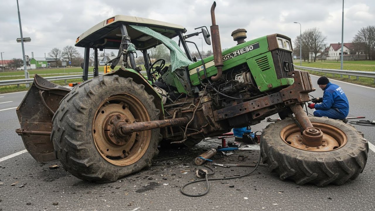 Tractor Got An Accident on Road-Axle Breaks and Wheels Fall Off ...
