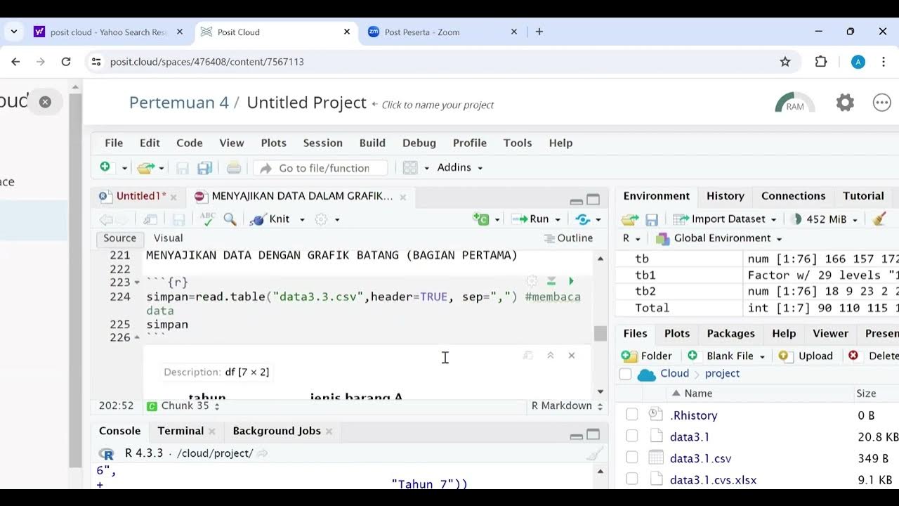 TUTORIAL R STUDIO/ POSIT CLOUD TENTANG CARA MENYAJIKAN DATA DALAM GRAFIK - YouTube