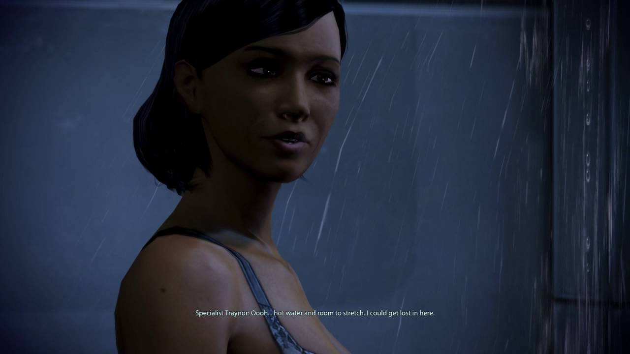 Mass Effect 3: Traynor takes a shower (Romance) - YouTube