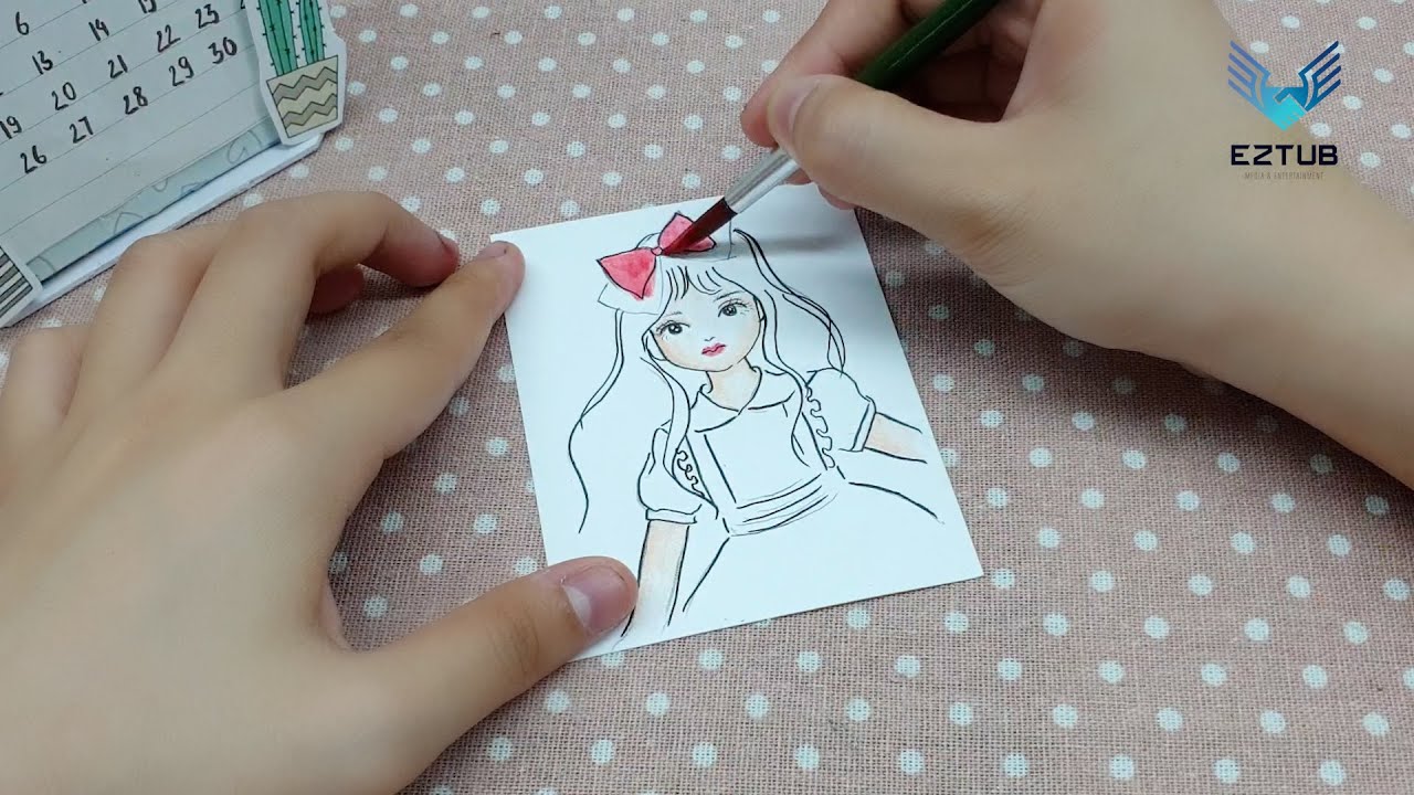 How to draw happy little girl going to school | Drawing tutorial easy ...