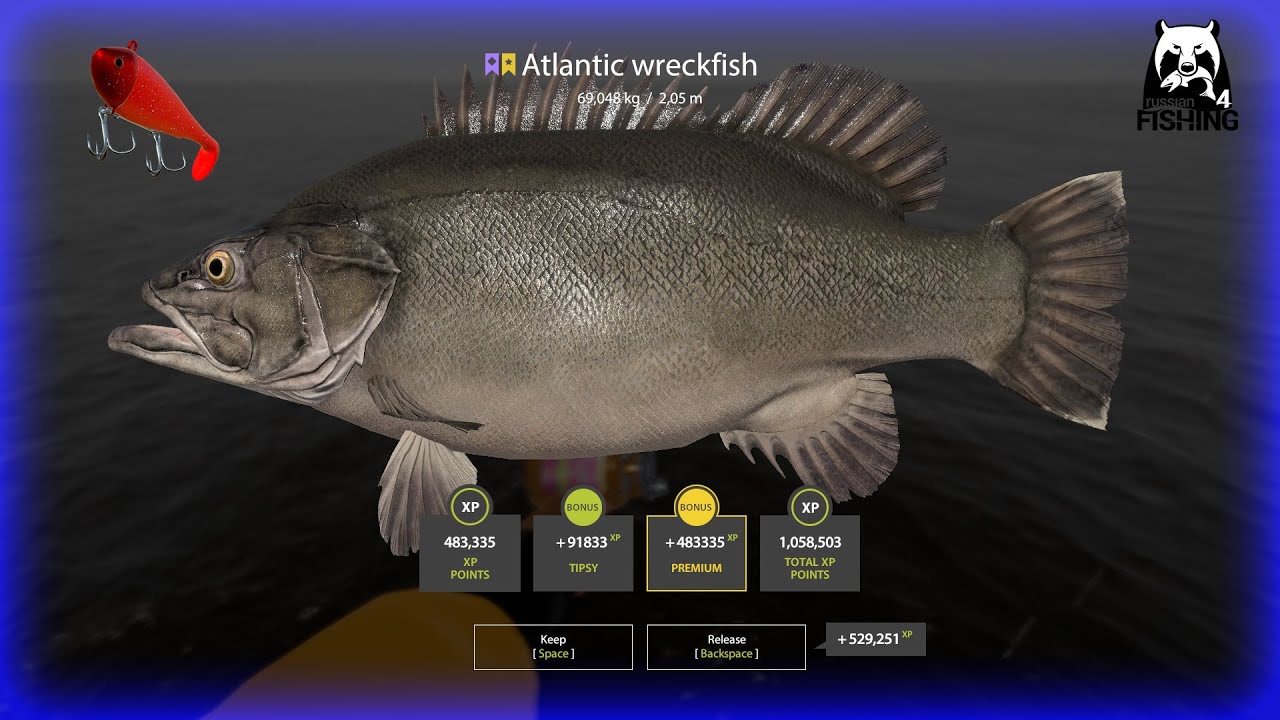 Russian Fishing 4 RF4 Norwegian Sea. TROPHY ATLANTIC WRECKFISH 69.083kg ...