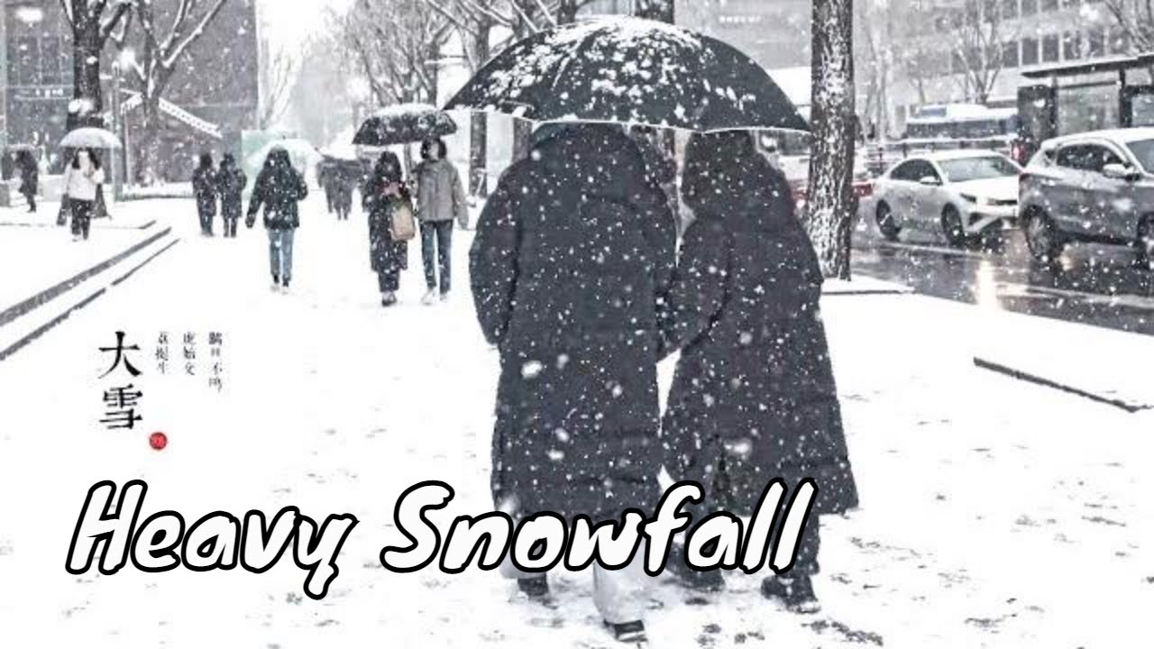 【4k HDR】 Heavy Snowfall in Seoul Walking tour , korea winter ambience ...